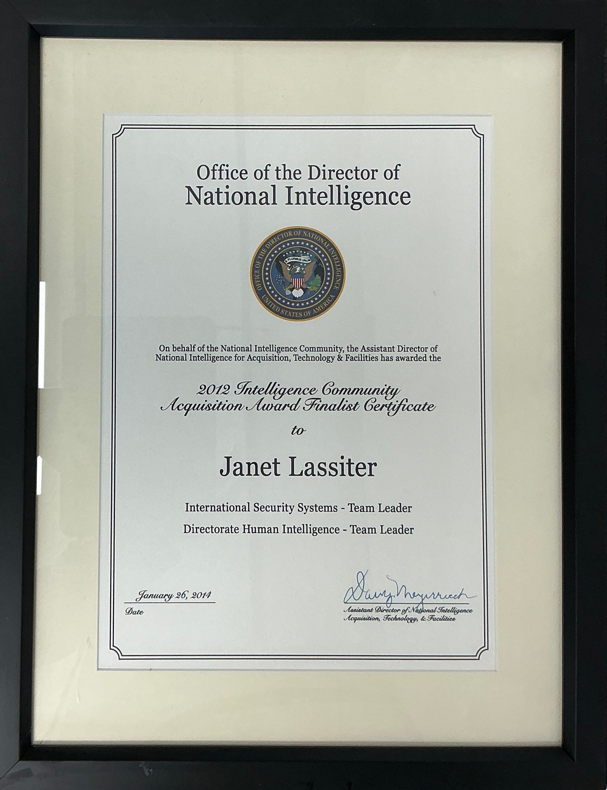 Janet Lassiter’s National Intelligence Award Gemini Man (2019) – Y ...